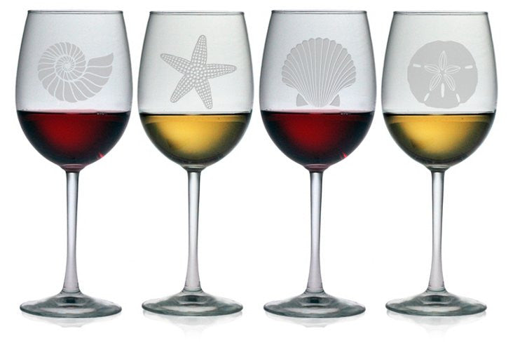 Seashore Wine Glasses ~ Set Of 4